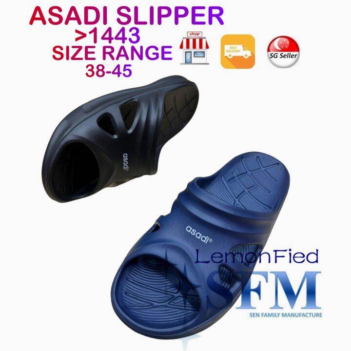 ASADI 1443 Size 38 - 45 Black Navy Slip On Slipper Men Ladies Kids Boy ...