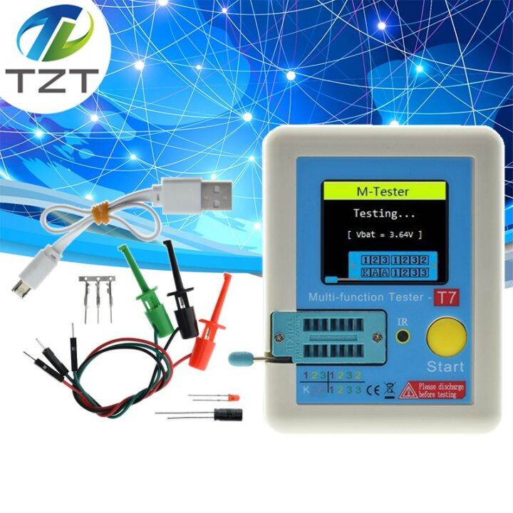 LCR-T7 T7ทดสอบทรานซิสเตอร์ TFT ไดโอด T Riode ประจุมิเตอร์ LCR ESR Meter NPN PNP MOSFET IR มัลติ ...