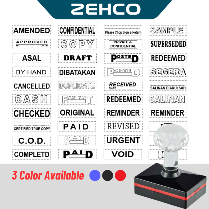 Ready Made Stamp Chop Stamp Self Ink (Red/Blue/Black Color) PAID/VOID ...