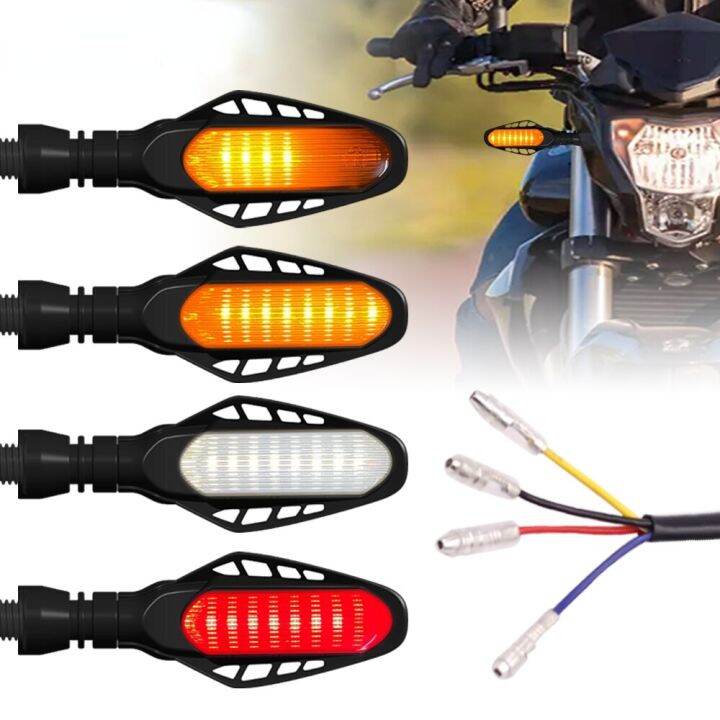 LED Motorcycle Signal Lights Brake Turn Light Smoked Shell 12V White ...