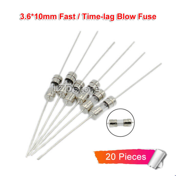20pcs/lot 3.6*10mm Fast / Time-lag Blow Fuse With Pins 500mA 0.5A 1A 1 ...