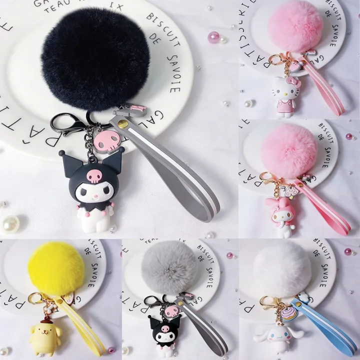 Kawaii Sanrio Plushie Keychain My Melody Cinnamoroll Kuromi Plush ...