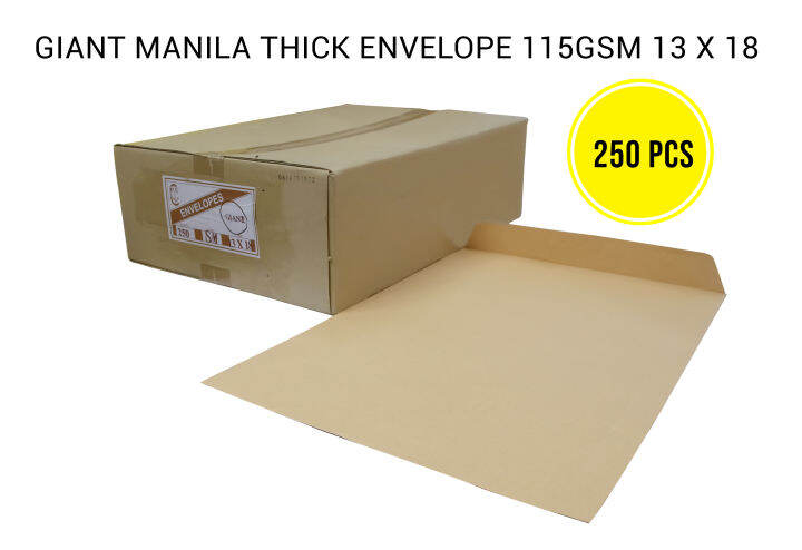 GIANT MANILA THICK ENVELOPE 115GSM 13 X 18 (250PCS) | Lazada