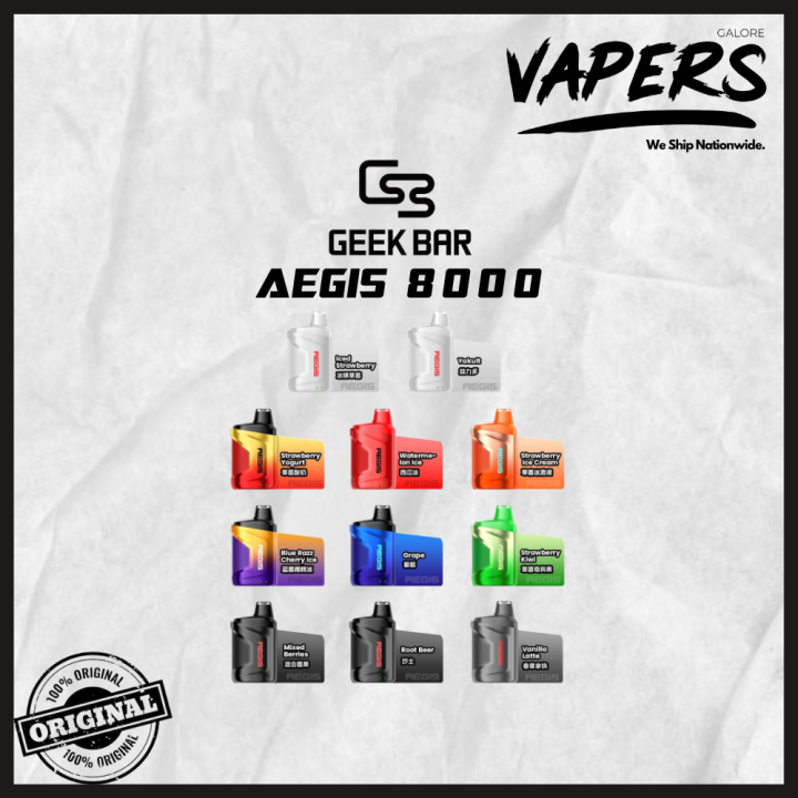 [AUTHENTIC] Geek Bar Aegis 8000 Puffs Disposable Pod with FREE Lanyard ...