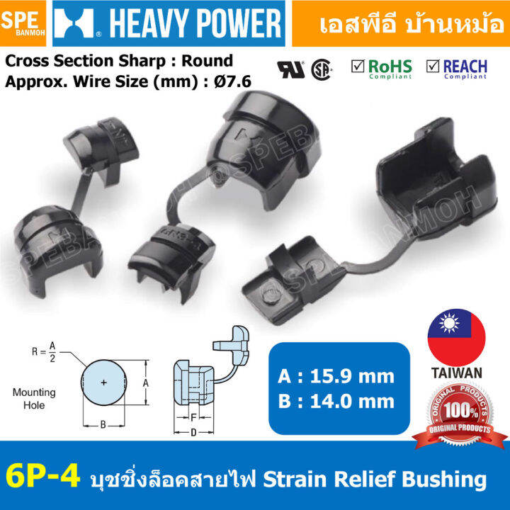 [ 100ชิ้น/แแพค ] 6P-4 Heavy Power Strain Relief Bushing พลาสติกกันสายบาด บุชชิ่ง กันบาด Cable ...