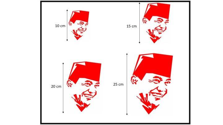 Cutting Sticker Termurah Animasi Ir Soekarno Stiker Siluet Presiden Soekarno Sticker Wajah Bung