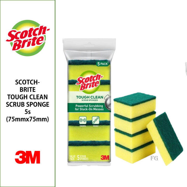 SCOTCH-BRITE TOUGH CLEAN SCRUB SPONGE 5S | Lazada