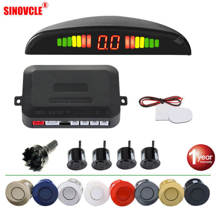 SINOVCLE Car LED Parking Sensor Kit 4 Sensors 22mm Reverse Radar Sound ...