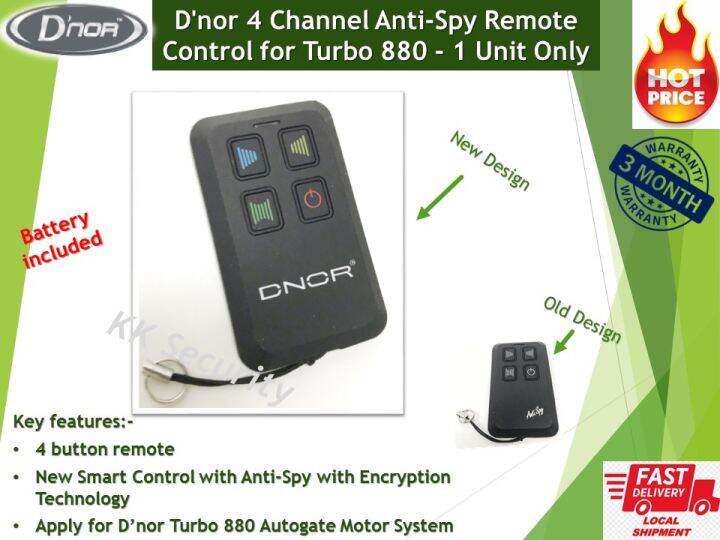 D'nor Brand 4 Channel Anti-Spy Remote Control for Autogate Dnor Turbo ...