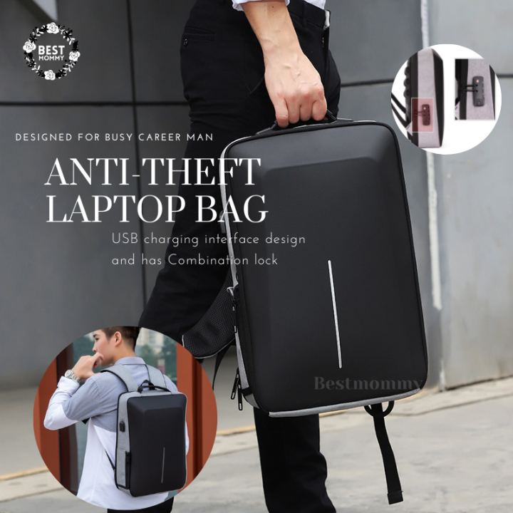 COD BESTMOMMY Men Anti theft Backpack Laptop USB Charging Waterproof ...
