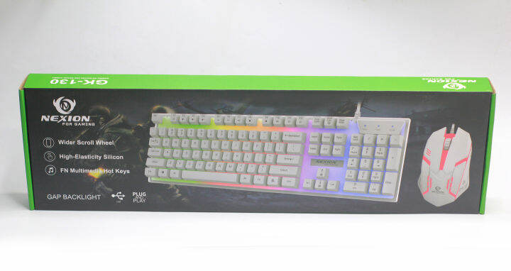 NEXION GK-130 GAMING KEYBOARD AND MOUSE COMBO RGB, USB WIRED, BLACK ...