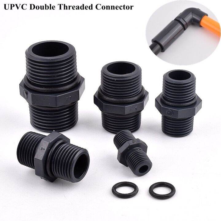 1pc 1/4"~1" Male Thread UPVC Nipple Connector Garden Watering Tube ...