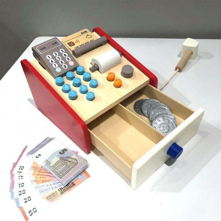 New Cute Kids Money Banking Pretend Play Wooden Simulation Market Cash ...