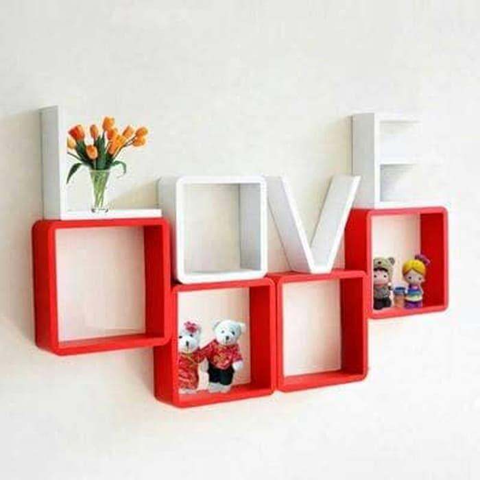 Rak dinding LOVE rak kayu rak hiasan dinding Rak Love | Lazada Indonesia