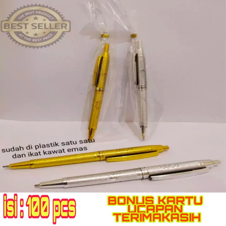 isi 100pcs Souvenir PULPEN GOLD / SILVER kemas plastik satu satu ...