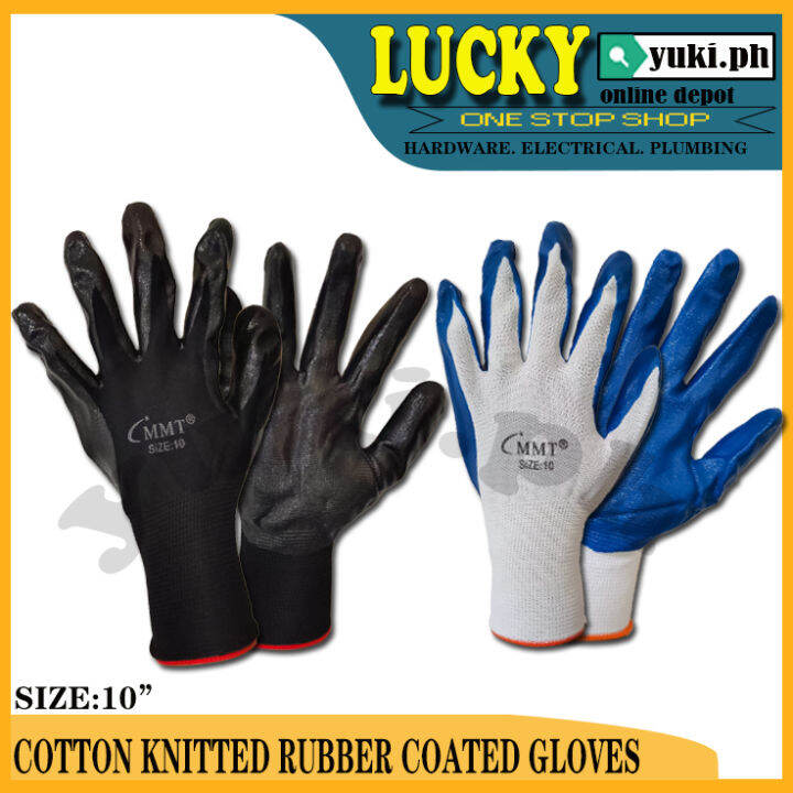 PROTECTIVE COTTON KNITTED RUBBER COATED GLOVES 10" SOLD PER PAIR ...