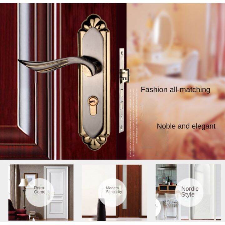 (COD)304 stainless steel door lock set silent handle anti-theft room ...