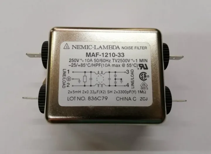 Noise Filter ตัวกรองสัญญาณรบกวน 250VAC 10A 50/60Hz TV2500VAC 1MIN ยี่ห้อ NEMIC-LAMBDA รุ่น MAF ...
