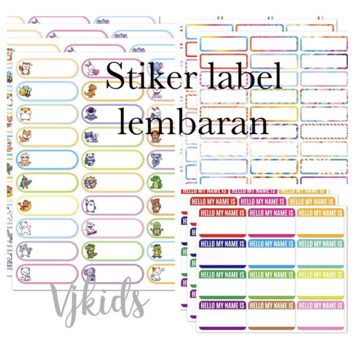 stiker label lembaran untuk label buku, botol, makanan, rak, box, dsb ...