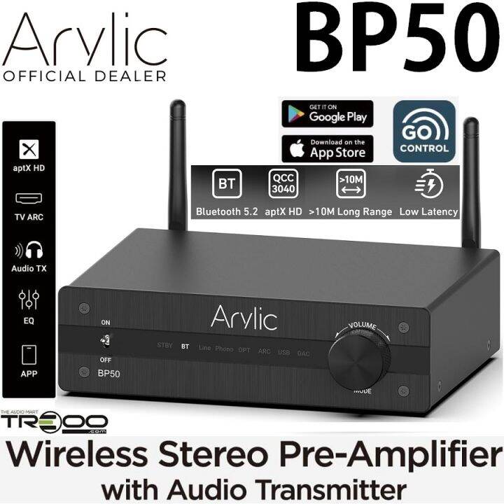 Arylic BP50 Wireless Bluetooth Transceiver/Streamer, Coaxial / Optical / USB DAC & Preamplifier ...