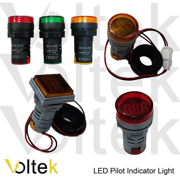 LED Digital Voltmeter Ammeter Hertz Pilot Light Indicator Lamp Digital Panel light Voltage ...
