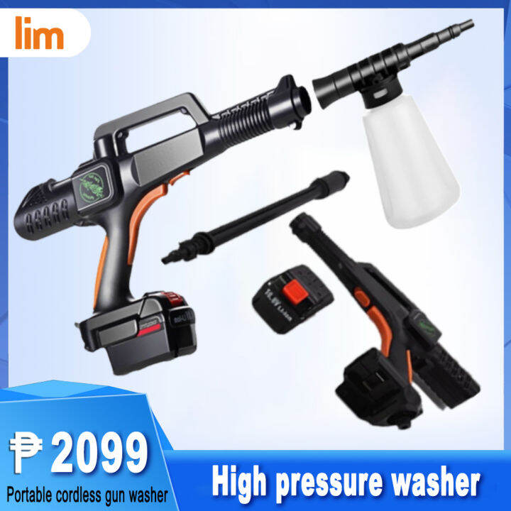 Portable Cordless High Pressure Power Spray Gun Washer Car Motor Wash ...