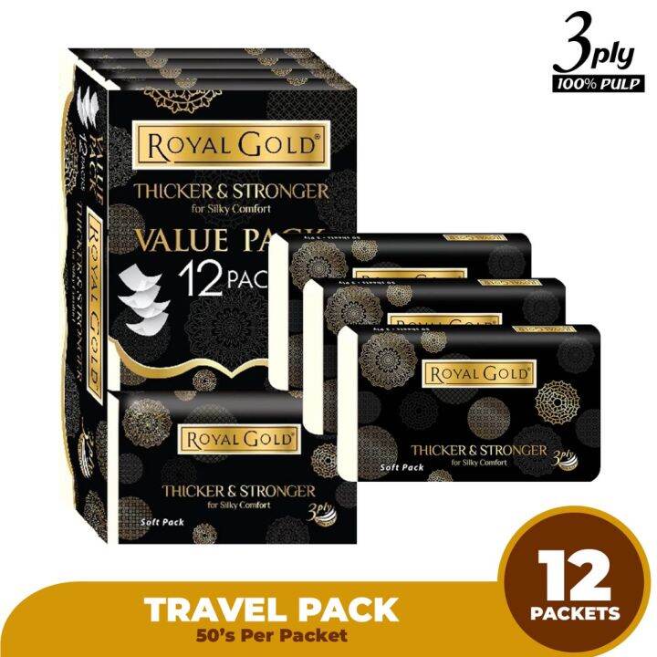 SKM Royal Gold Luxurious White Travel Pack 3PLY (50's x 12 Packets ...