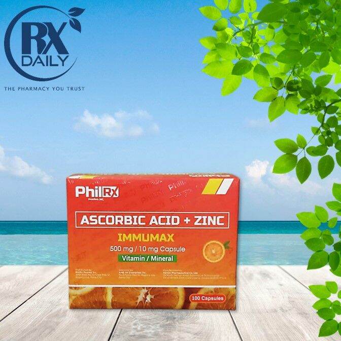 Ascorbic Acid + Zinc Immumax 500mg/10mg capsule ( 100capsules ) | Lazada PH