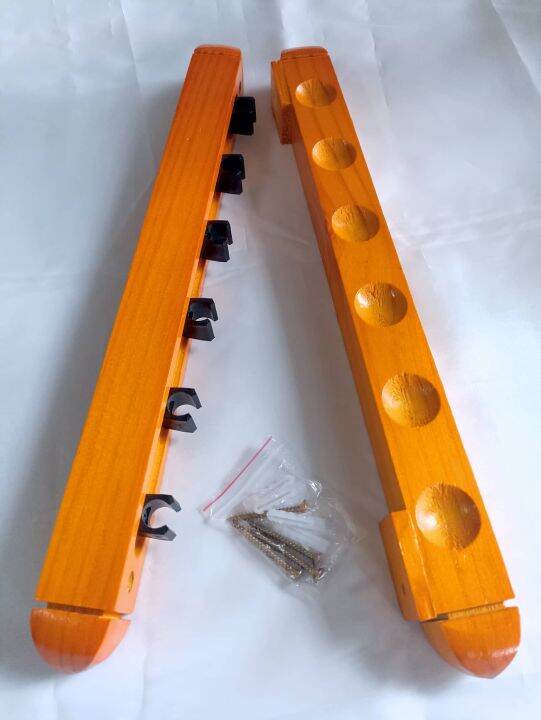 6 HOLES WOODEN CUE RACK/GAMIT SA TAKO NG BILYARAN /sabitan ng tako sa ...