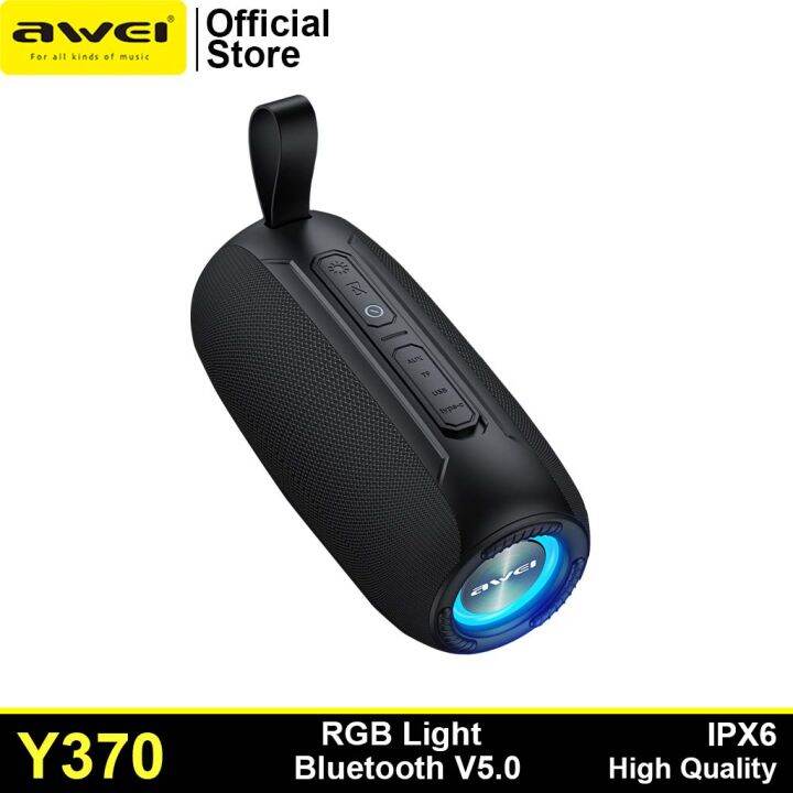 Awei Y370 Portable Outdoor Waterproof Wireless Speaker 20W RGB Light Subwoofer Explosive Bass ...