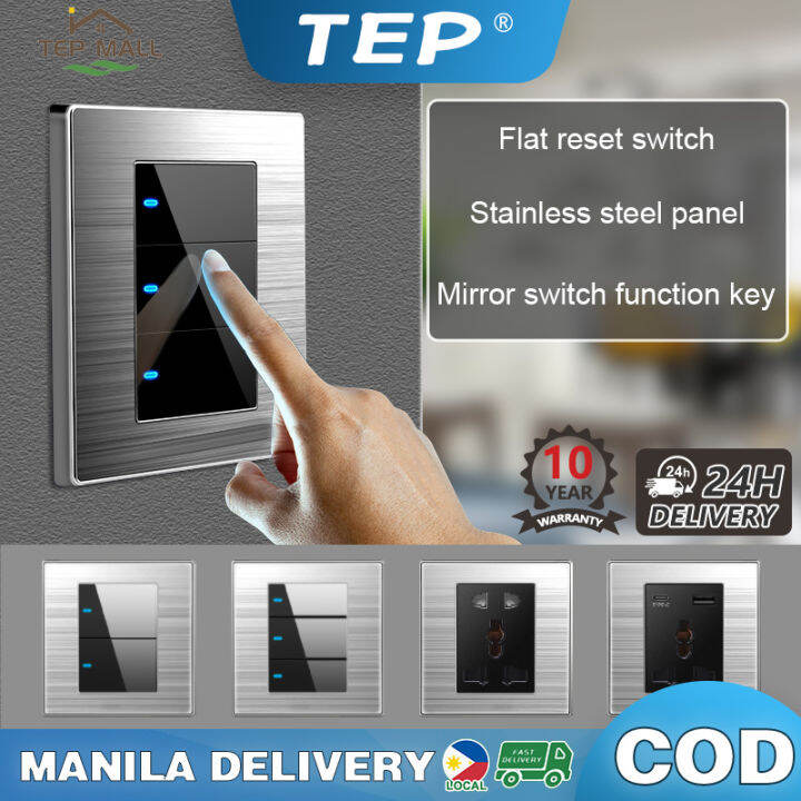 TEP Modern Wall Switch Light with LED Auto Sensor Light 86 Type ...