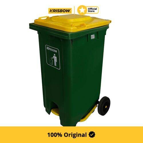 Krisbow 240 Ltr Tempat Sampah Plastik Outdoor - Hijau | Lazada Indonesia