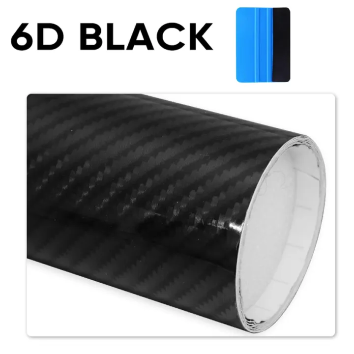 6D High Glossy Carbon Fiber Vinyl Wrap 30 * 300CM Self-adhesive Bubble ...