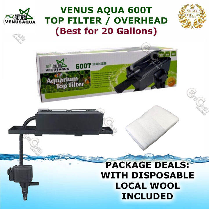 PROMO PACKAGE Venus Aqua 600T 8w Aquarium Top Filter w/ DISPOSABLE ...