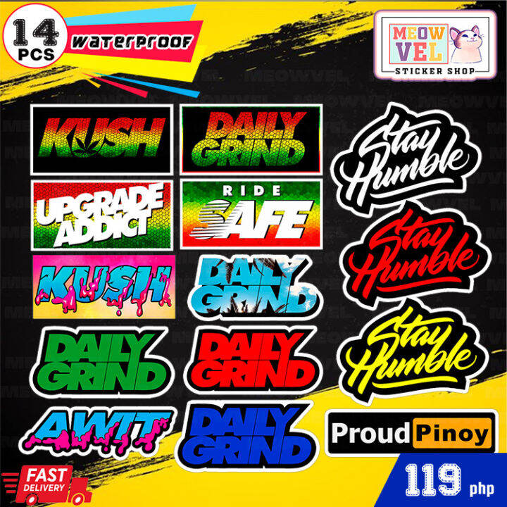 14 pcs (kush, daily grind, stay humble, awit) sticker pack # 6 | Lazada PH