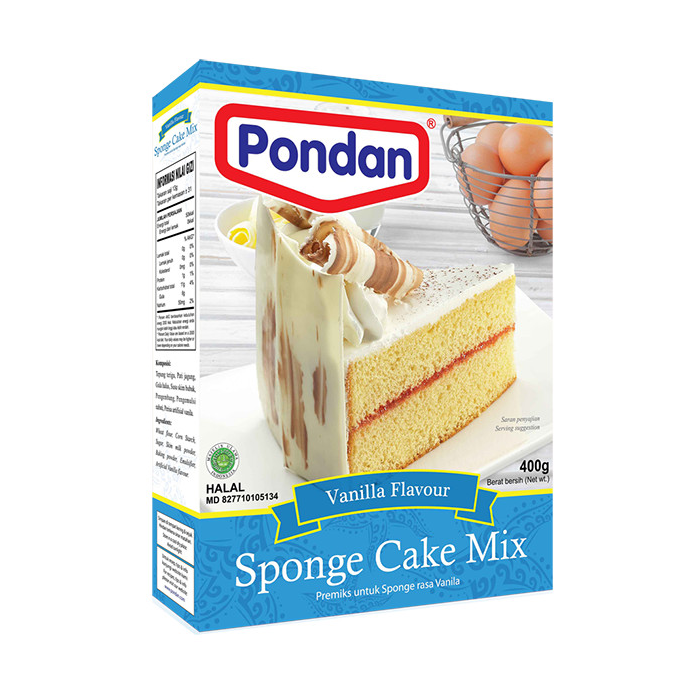 Pondan Sponge Cake Vanilla 400g Tepung Premix Sponge Cake Rasa Vanila ...