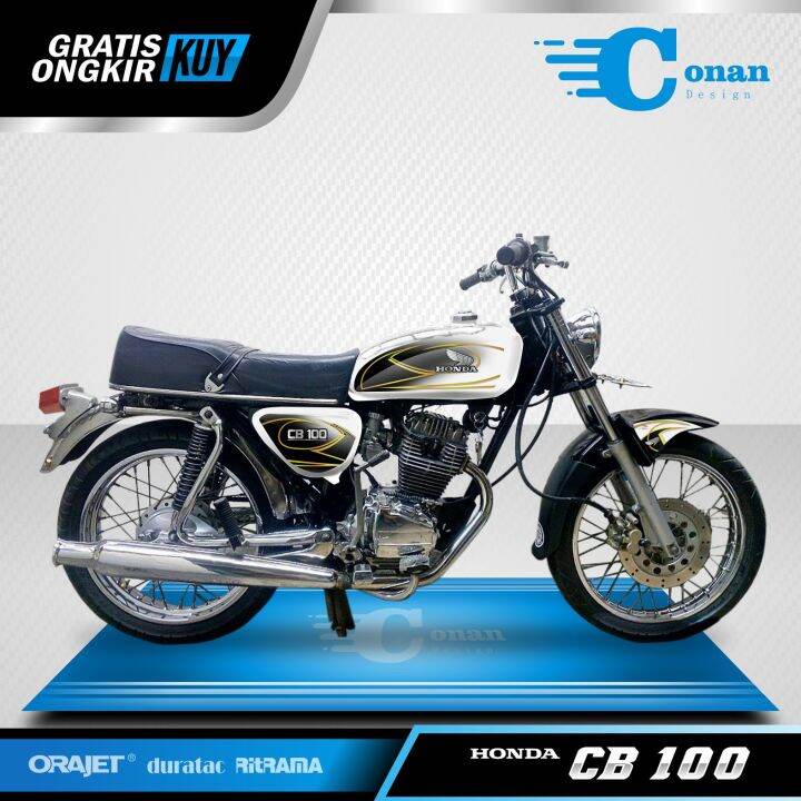 Stiker Striping Variasi CB 100 Glatik CB 100 Herex Putih Klasik Simple ...