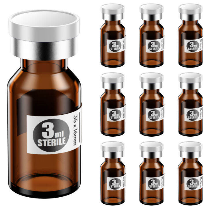 Ks-Tek Amber Sterile Empty Amber Vials with Self Healing Injection Port ...