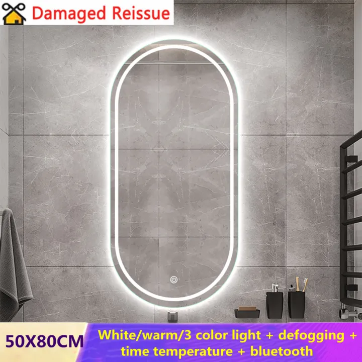 Smart Bathroom Mirror LED Defogging Mirror 3 Color Lamp Wall Mount ...