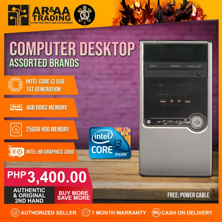 CPU Computer Desktop Assorted Brands Intel Core i3 550 4gb 250gb (1st ...