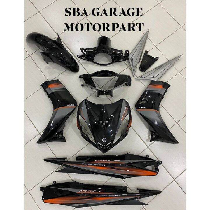 COVERSET BODYSET LC 135 V1 HITAM OREN ORIGINAL HONG LEONG YAMAHA HLY ...