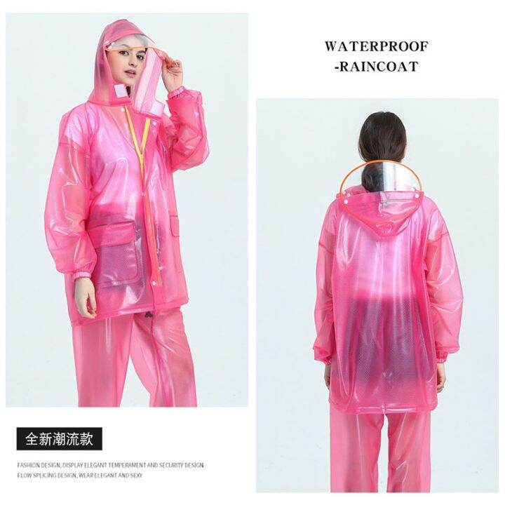 rain coat water proof makapal Women Split Waterproof Raincoat Hooded ...