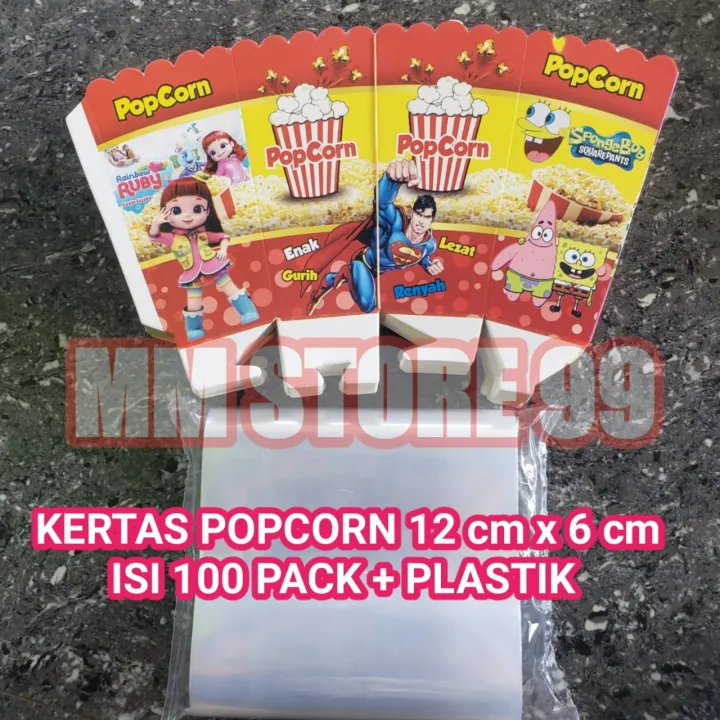 COD 12 CM x 6 CM KERTAS BUNGKUS POPCORN + PLASTIK POPCORN / KOTAK ...