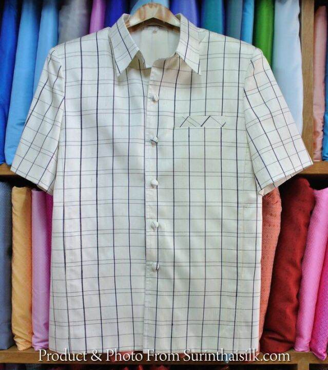 เสื้อซาฟารี คอปก สก๊อตแขนสั้น ทรง DK-003 | Lazada.co.th