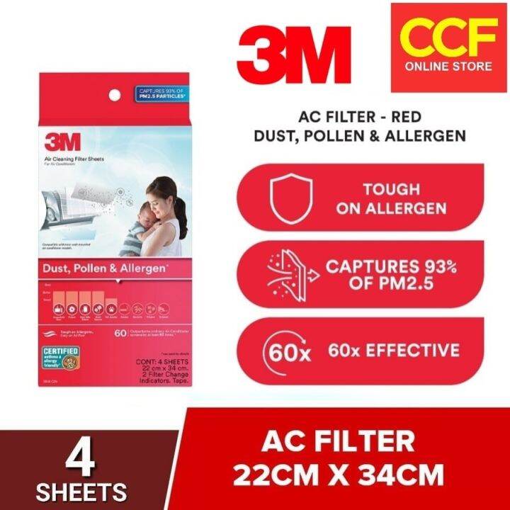 3M Filtrete Aircon Filter Dust Pollen Allergen 22cm x 34cm ( 1Box - 4 sheet ) | Lazada PH