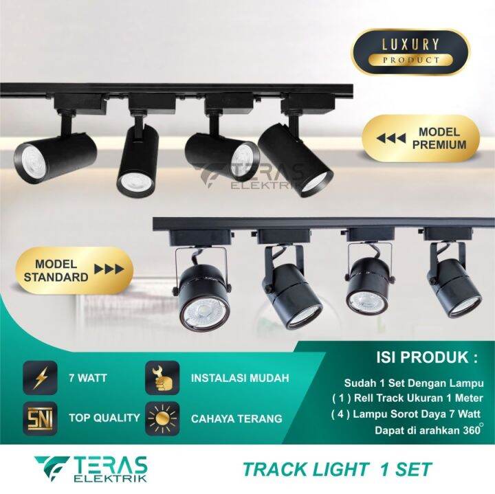 Paket Lampu Sorot 1 set isi 4 Rel 1 Meter LED Track Light Rel Spotlight ...