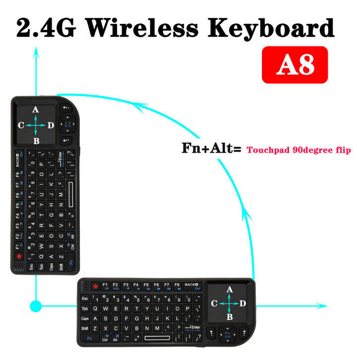 A8 Wireless Keyboard Computer Laptop Cordless 3-in-1 Mini Keyboard ...