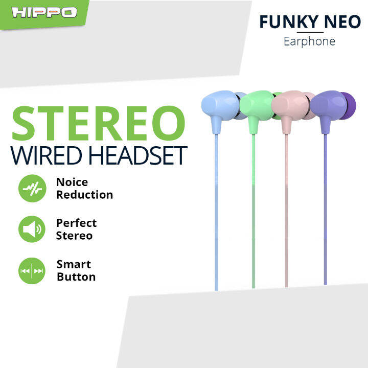 Hippo Handsfree Funky Neo Earphone Stereo Wired Headset | Lazada Indonesia