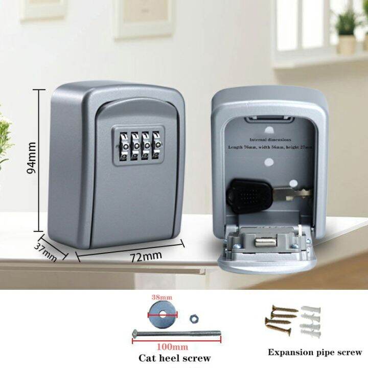 Lock Security Wall Mounted Key Lock Box Safe With 4 Digit Combination Lock Home Outdoor Secret ...
