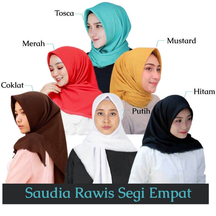Jilbab Saudia Rawis Segi Empat Exsclusive | Hijab Rawis | Lazada Indonesia